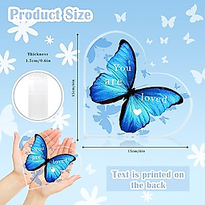 Butterfly Gifts for Women Butterflies Inspirational Desk Decor Acrylic Heart Shaped Keepsake Tables Centerpiece Appreciation Gift Best Birthday Christmas Gifts Idea Thank You Gift You Are Loved Gifts