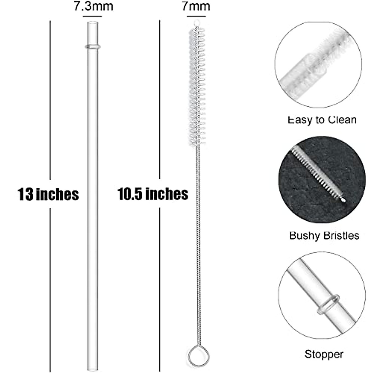 ALINK 12-Pack Reusable Plastic Clear Straws, 13 inch Extra Long Tumbler Straws for 1 Gallon, 64 oz 40 oz 32 oz Water Bottles, Plus Cleaning Brush