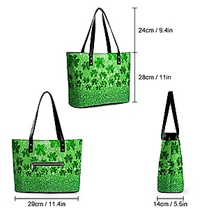 Womens Handbag Irish Shamrock Clovers Leather Tote Bag Top Handle Satchel Bags For Lady