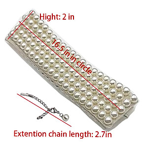 Zthread Vintage Beaded Collar Necklace Handmade Faux Pearl Collar Woman Fashion False Collar Necklace (Ivory+Extend Chain)