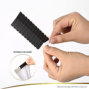 EHDIS Hair Extension Tape Tabs, 6 Sheets Double Sided Replacement Tape Adhesive Hair Extension Tapes with Glue Remover Scraper Tool and Tweezers