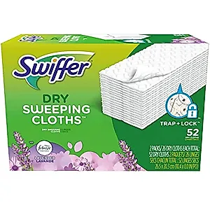 Swiffer Sweeper Dry Sweeping Pad, Multi Surface Refills for Dusters Floor Mop with Febreze Lavender Scent, 52 Count