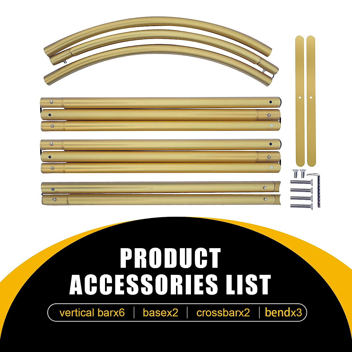 WORFEI 6.6FT Gold Aluminum Arch Backdrop Stand, Square Balloon Arch Stand Wedding Frame for Birthday Party, Baby Shower, and Ceremony Decoration