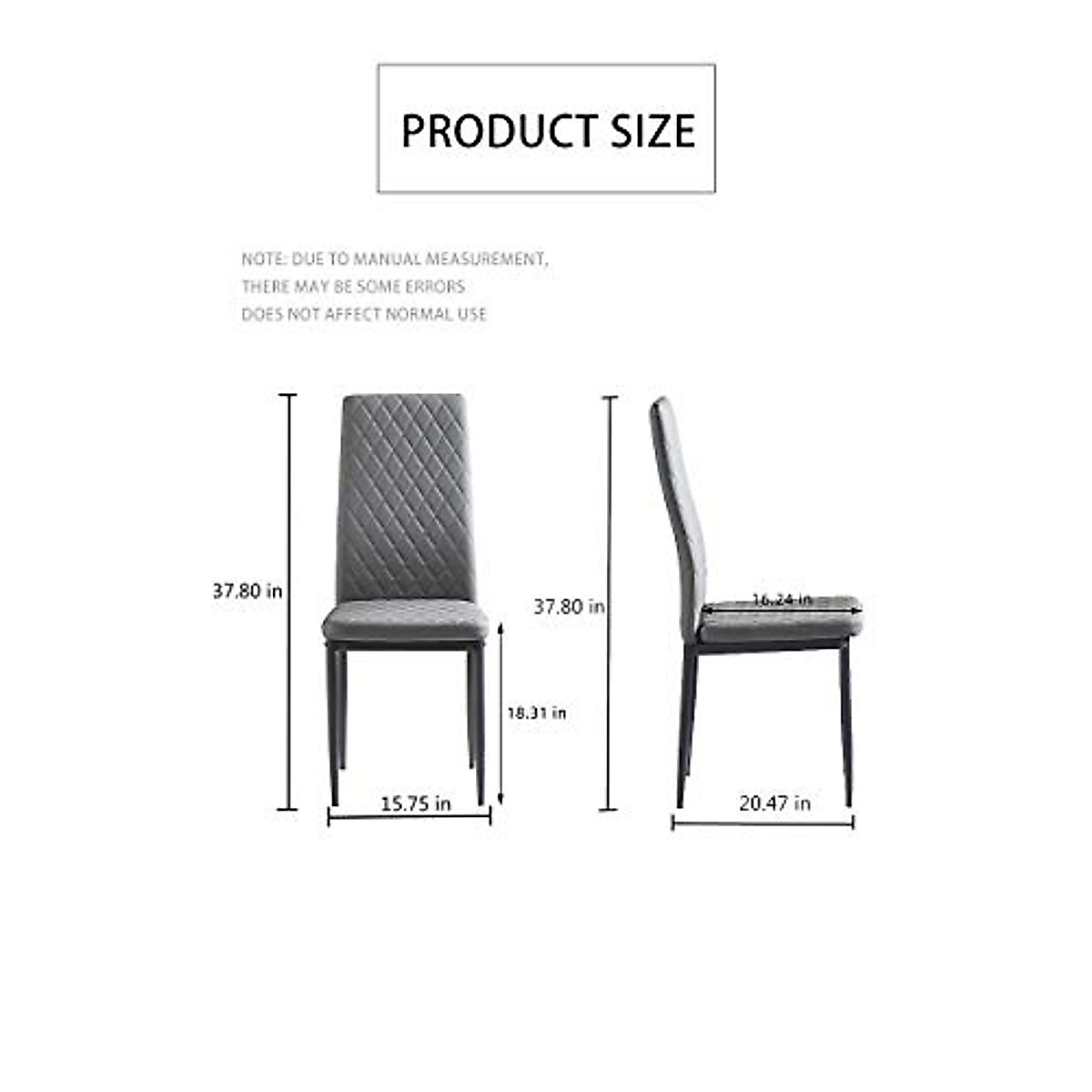 Tansole Dining Chair Set PU Leather Living Room Chair Modern Kitchen Armless Side Chair with Metal Legs for Restaurant Small Household (Grey, Set of 4)