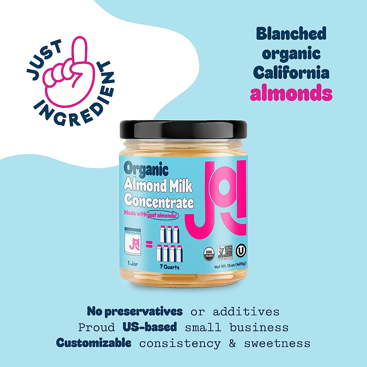 New Organic Almond Milk Unsweetened Plain Concentrate by JOI