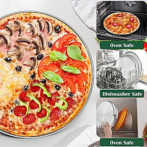 HOHUNGF Small Round Pizza Pan Set 2 Stainless Steel Pizza Tray, Round Pizza Plate For Pie Cookie Pizza Cake, Non Toxic & Heavy Duty, Brushed Finish & Easy Clean & Diameter 10.3 Inch