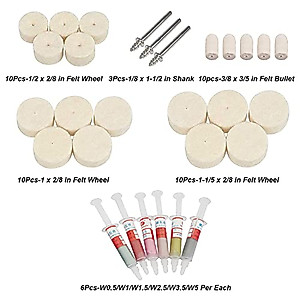 Polishing Lapping Paste and Felt Polishing Buffing Wheel Set 49Pcs Wool Felt Polishing Pad Wheel Professional Accessories for Final Polishing Metal and Jewelry