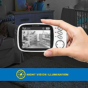 SereneLife Wireless Video Baby Monitor - Dual System w/Temperature Thermometer Sleep Camera, 3.2” Digital Color Screen Wireless Rechargeable Battery, Audio Speaker and Portable Mobile Clip - SLBCAM20