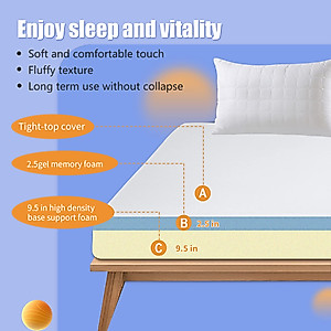 Memory Foam Mattress Medium-Firm Mattress for Pressure Relief & Cooler Sleep Gel Memory Foam Mattress Bed in a Box Fiberglass Free CertiPUR-US Twin Mattress for Soundly Sleep (Twin, 12 in)