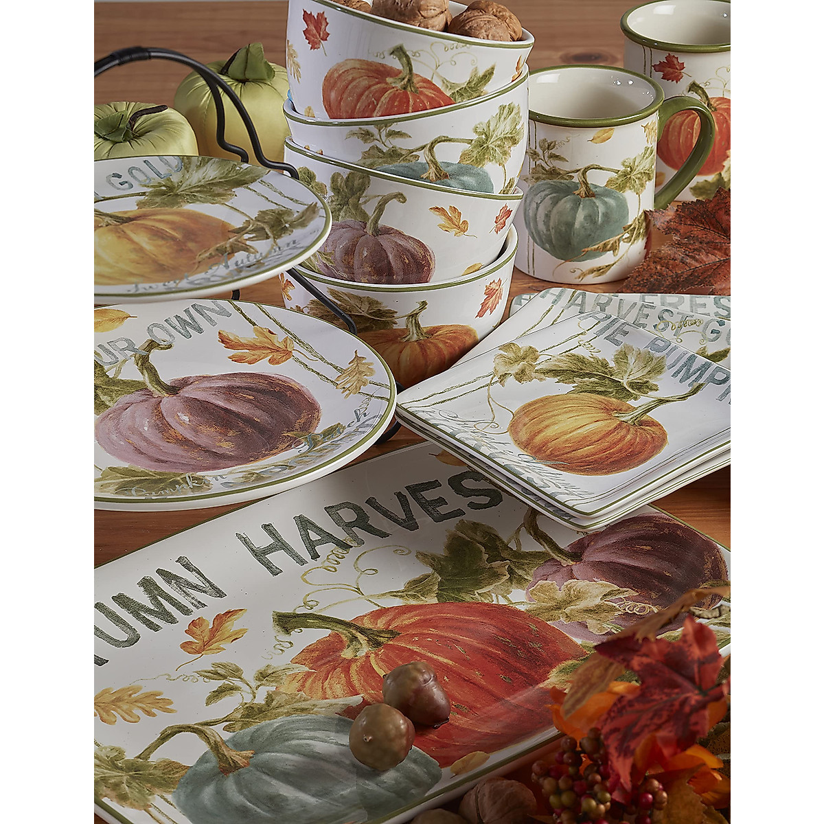 Certified International Harvest Autumn Havest 9" Soup/Cereal Bowls, Set of 4, Multicolor