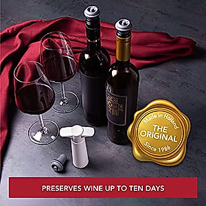 Vacu Vin Wine Saver Pump with 2 x Vacuum Bottle Stoppers - White