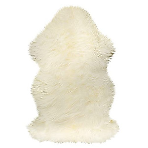 Natural Sheepskin Rug with Thick and Lush 2.5 Inch Pile | Fluffy, Hypoallergenic Sheep Fur Rug with Anti-Skid Back | 2 x 3 ft Small Sheepskin Wool Area Rugs, Natural