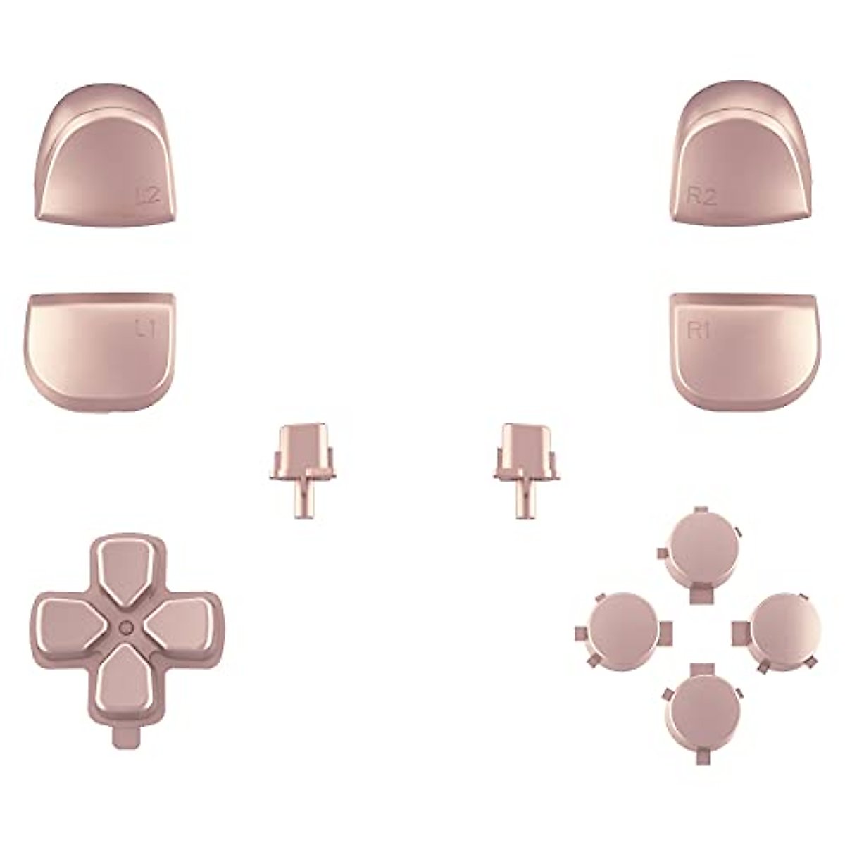 eXtremeRate Replacement D-pad R1 L1 R2 L2 Triggers Share Options Face Buttons, Metallic Rose Gold Full Set Buttons Compatible with ps5 Controller BDM-010 & BDM-020