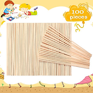 EBOOT Unfinished Natural Wood Craft Dowel Rods 100 Pack (6 x 1/8 Inch)