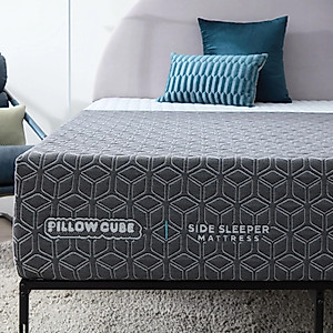 Pillow Cube Deluxe 4 Layer Breathable King Mattress for Side Sleeper with Hip Support Foam, Soft Shoulder Zone and Plush Cube Cover, Gray