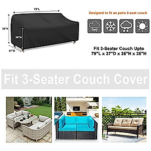 Patio Furniture Loveseat Sofa Cover - 420D Oxford Fabric 100% Waterproof Outdoor Sofa Cover, Durable Patio Furniture Cover Fits for All Weather& Black(79L37W35H25H)