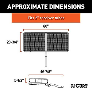 CURT 18153 60 x 24-Inch Basket Hitch Cargo Carrier, 500 lbs Capacity, Black Steel, 2-In Folding Shank