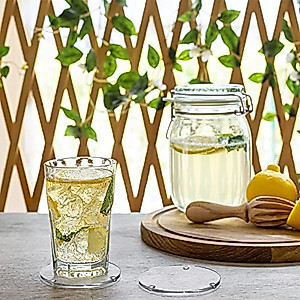 YOUEON Set of 6 Round Glass Drink Coasters, 3.5 Inch Crystal Coasters Decorative Glass Plates Clear Glass Coasters for Mugs, Cups, Dining Tables, Office, Kitchen, Home Decor and Parties