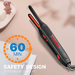 Mini Flat Iron, EGOERA Pro 2 in 1 Pencil Hair Straightener and Curler for Women Short Hair and Men Beard