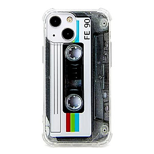 FAteamll Case for iPhone 13 Mini, Matte Finish Heavy Duty Soft Back Cover with Reinforced Corners TPU Soft Bumper Retro Cassette Tape Case Compatible with iPhone 13 Mini 5.4 Inch