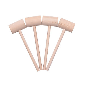 4 Pcs Wooden Crab Lobster Mallets Seafood Hammers, Solid Natural Beechwood