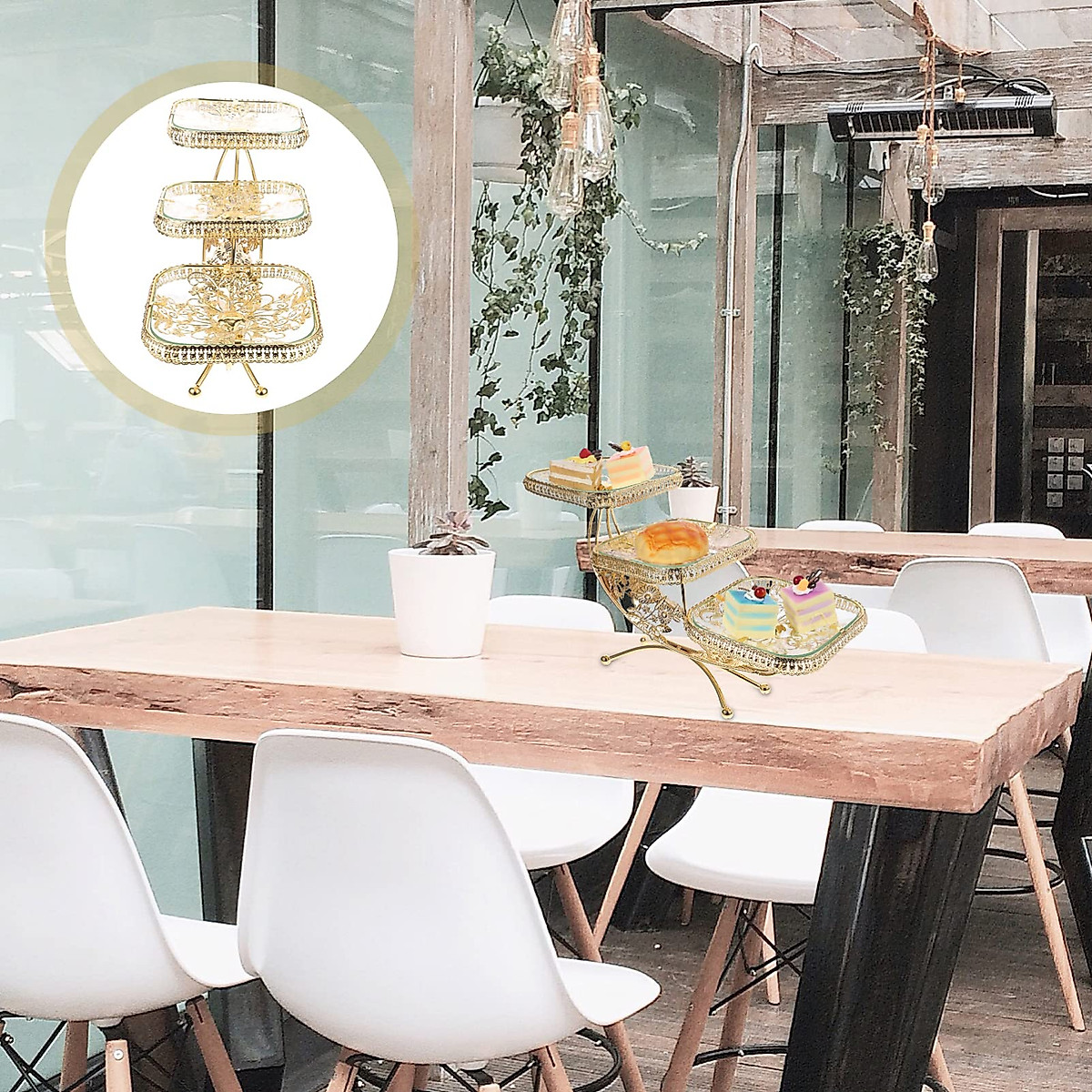 BESTOYARD 3 Tier Serving Stand European Style Glass Serving Platters Serving Trays for Snacks Appetizers Fruit Salad Cupcake Dessert Tea Party Display