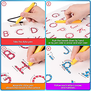 Povitrulya Magnetic Alphabet Tracing Board - double-sided upper & lower case Magnetic Drawing Board, ABC magnets for learn to write with magnetic pen, STEM toy letters learning, good for homeschooling