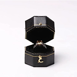 Vintage Jewelry Ring Box Antique European Style for Gift Engagement Wedding Proposal Travel PU Leather Classic Love