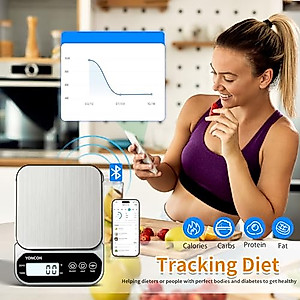 YONCON Smart Food Scale Digital Weight Grams and Oz, 3kg/0.1g Kitchen Scale for Weight Loss, Cooking, Baking, Super Accurate, Easy to Clean and Store, Tare Function (Batteries Included)