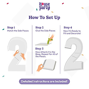 HOUSE OF PARTY 3FT Mosaic Numbers for Balloons- Marquee Numbers Pre-Cut Light Up Balloon Number Frame, Mosaic Cardboard Numbers 2 for 12th 20th 21st Birthday, Anniversary, Graduation Party Decorations