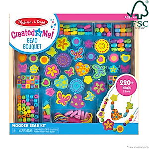 Melissa & Doug Created by Me! Bead Bouquet Deluxe Wooden Bead Set With 220+ Beads for Jewelry-Making, for 4+ years, Multicolor, 9½
