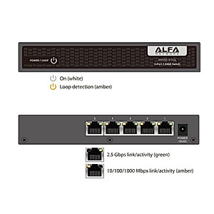 ALFA 5-Port Unmanaged 2.5G Switch, 5 x 2.5GBASE-T Ports, Loop Detection and Fanless Design(AGS05-2.5GL)