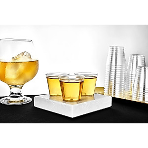 Hanna K. Signature 100 Shot Glasses 2oz Clear Premium Hard Plastic Disposable Cups, Ideal for Jello Shots, Wine Tasting, Condiments, Sauce, Dipping, Samples (12217)