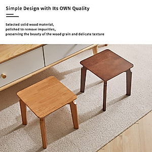 Aibiju Foot Stool 10inch, Mini Table Desktop Shelf, Wood Riser for Kitchen, Milking Stand, Toddler Step Stool, Small Short Stool, Holds up to 300lbs, Walnut Color SD-1002