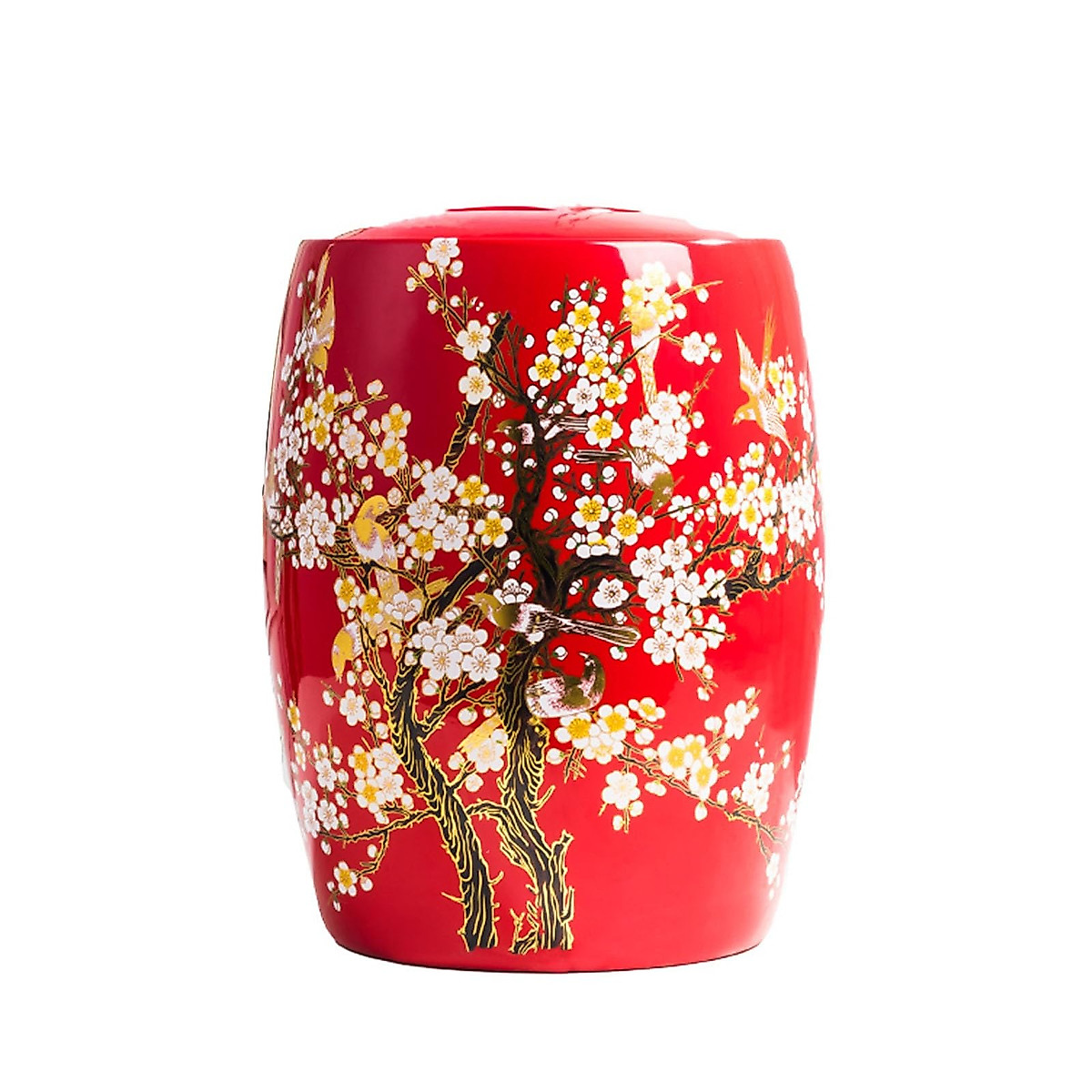 Classic Home Food Storage Porcelain Bottle Kitchen Sealed Jar With Lid Ceramic Rice Containe Ceramic Rice Cylinder With Lid Rice Storage Bins Ceramic Rice Bucket Rice Storage Box For Rice, Flour,Food(