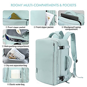 Beraliy Large Travel Backpack for Women Airline Approved, Carry On Backpack,17.3 Inch Laptop Backpack, Personal Item Bag Casual Daypack Backpacks,Mint Green