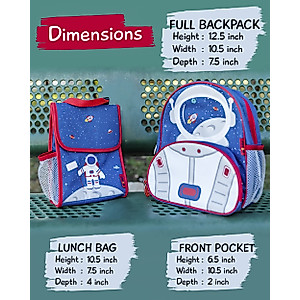 Toddler Backpack for Boys and Girls with Kids Lunch Bag - Space Astronaut Backpack and Lunch Bag Kids Backpack for School with Matching Lunch Box - Camp Travel Preschool Backpack - Awesome Astronaut