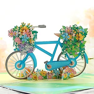 Paper Spiritz Flower Bike Pop Up Card Bicycle Greeting Card Mother's Day Anniversary Pop Up Card Birthday Popup Card Thank You Card Just Because All Occasions-100% Recycled and Eco-Friendly