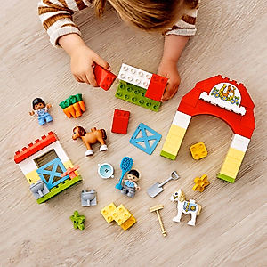 LEGO DUPLO Town Horse Stable and Pony Care 10951 Horse and Pony Stable Playset for Preschoolers; Great Gift for Kids Who Love Horses, Ponies and Pony Rides, New 2021 (65 Pieces)