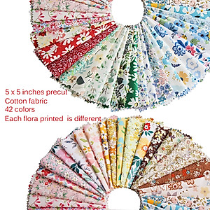 Charm Packs for Quilting 5 inch,Precut Fabric Squares 5''x5'' Quilting Cotton Fabric Bundles,42 Charm Squares for Quilts,Sewing and Other DIY Project