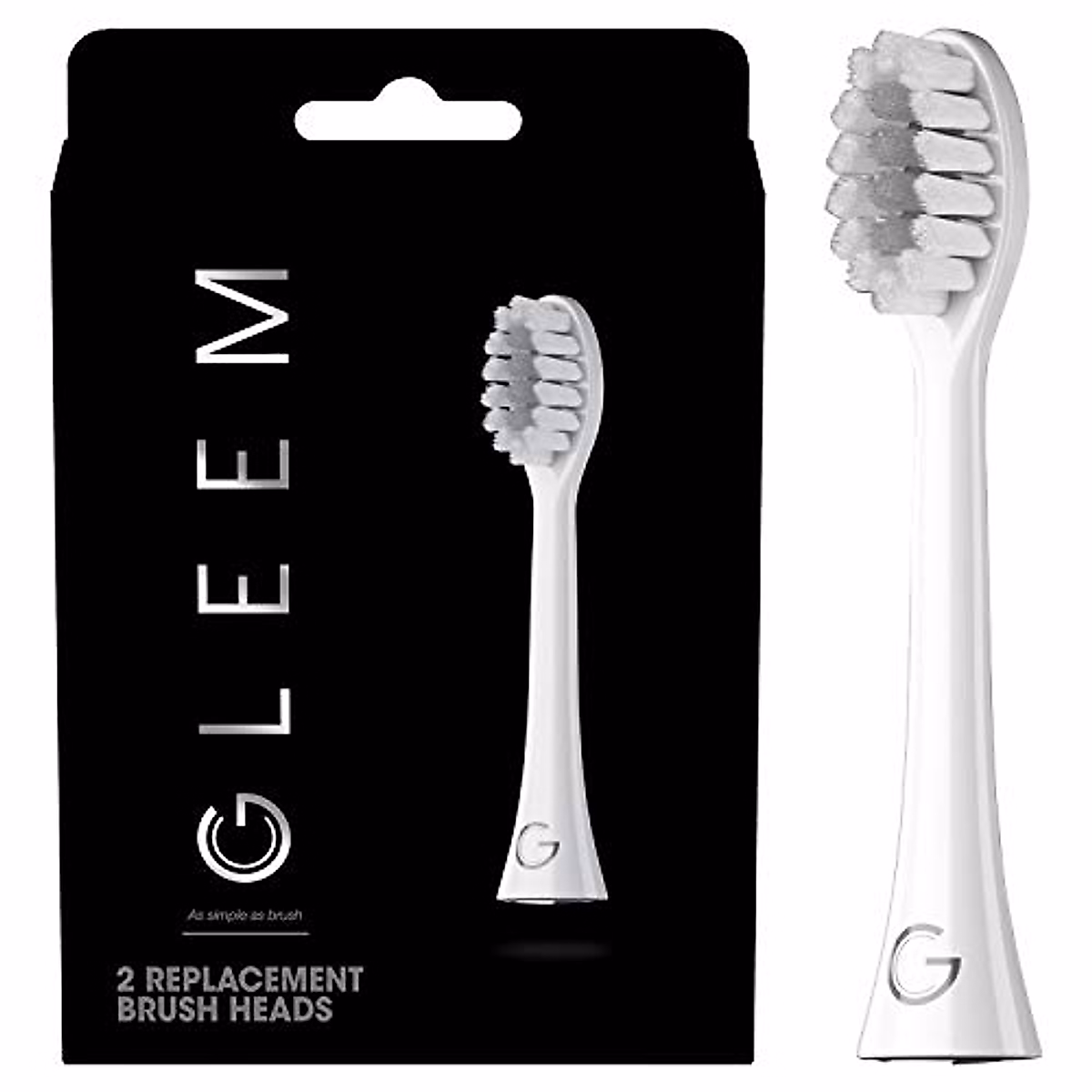 GLEEM Toothbrush Replacement Brush Heads Refill, White, 2 count