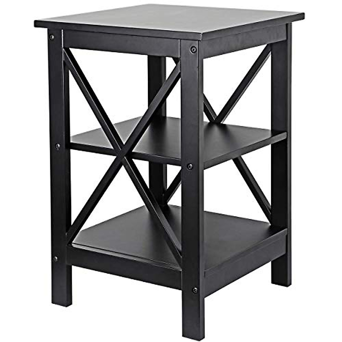 ZENY Nightstand Sofa Side Table End Table with 3-Tier Storage Shelf for Living Room, Bedroom, Office, Apartment, Easy Assembly, Black
