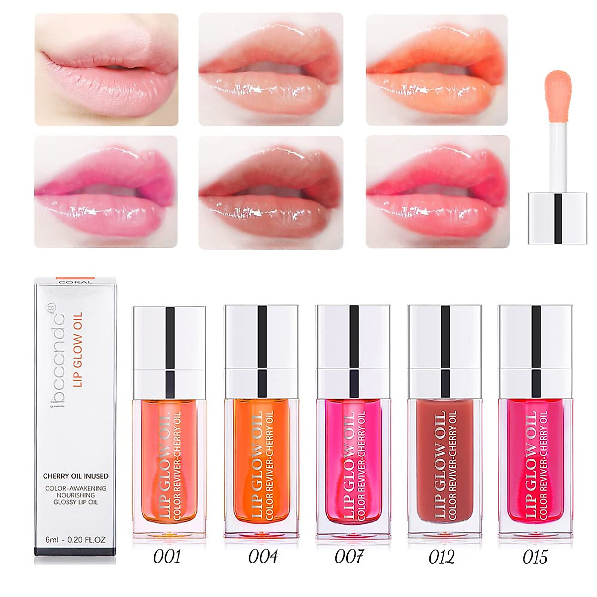 Hydrating Lip Glow Oil, Moisturizing Lip Gloss, Plumping Lip Oil, Non-Sticky Long Lasting Lip Oil Gloss, Transparent Lip Oil Tinted, Reduce lip lines (Cherry(#015))