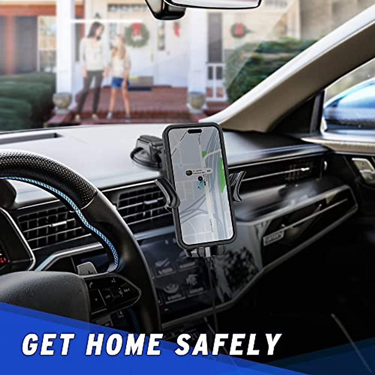 IPOW Car Phone Mount [Off-Road Grade Super Suction] Universal Car Phone Holder Mount for Dashboard Windshield, Car Phone Mount for iPhone 14 Samsung All Phones with Angle Adjustment of 3 Parts