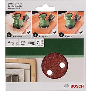Bosch 2609256A28 Sanding Sheet Set for Random Orbit Sanders (6-Piece)