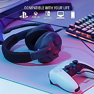 DROP + EPOS H3X Gaming Headset with Microphone, Over-Ear Closed-Back Design, Leatherette and Suede Earpads, Compatible with PC, PS4, PS5, Switch, Xbox, Mac, Mobile, and More (Meteorite),Grey