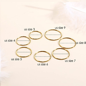 MILACOLATO Gold Rings for Women | 1mm Thin Stainless Steel Bands Rings | Midi Thumb Pinky Toe Stacking Kunckle Rings 7Pcs | Rounded Comfort-Fit Size 3/4/5/6/7/8/9