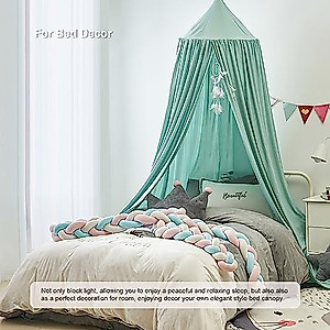 LImiLI Bed Canopy for Kids, Round Dome Kids Mosquito Net Indoor Outdoor Castle Hanging House Decoration Reading Nook Kids Playing Home Decoration(Lake Green)