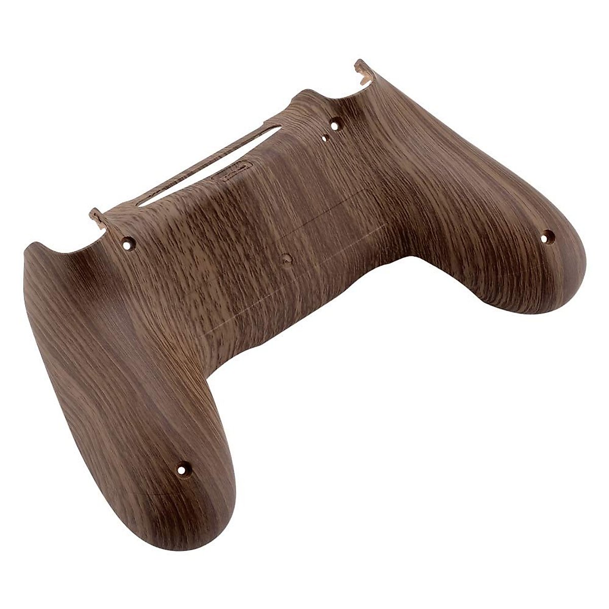 eXtremeRate Wood Grain Patterned Soft Touch Game Improvement Replacement Parts Back Housing Cover, Custom Bottom Shell Compatible with ps4 Controller JDM-040, JDM-050 and JDM-055