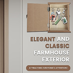 DJAPWPX Wood Key Box Decorative Key Holder for Wall 20 × 6 × 26 cm Wood Key Rack with 6 Hooks Key Cabinet with Back Bracket Key Hanger Key Storage for Entry Kitchen Living Room Bathroom